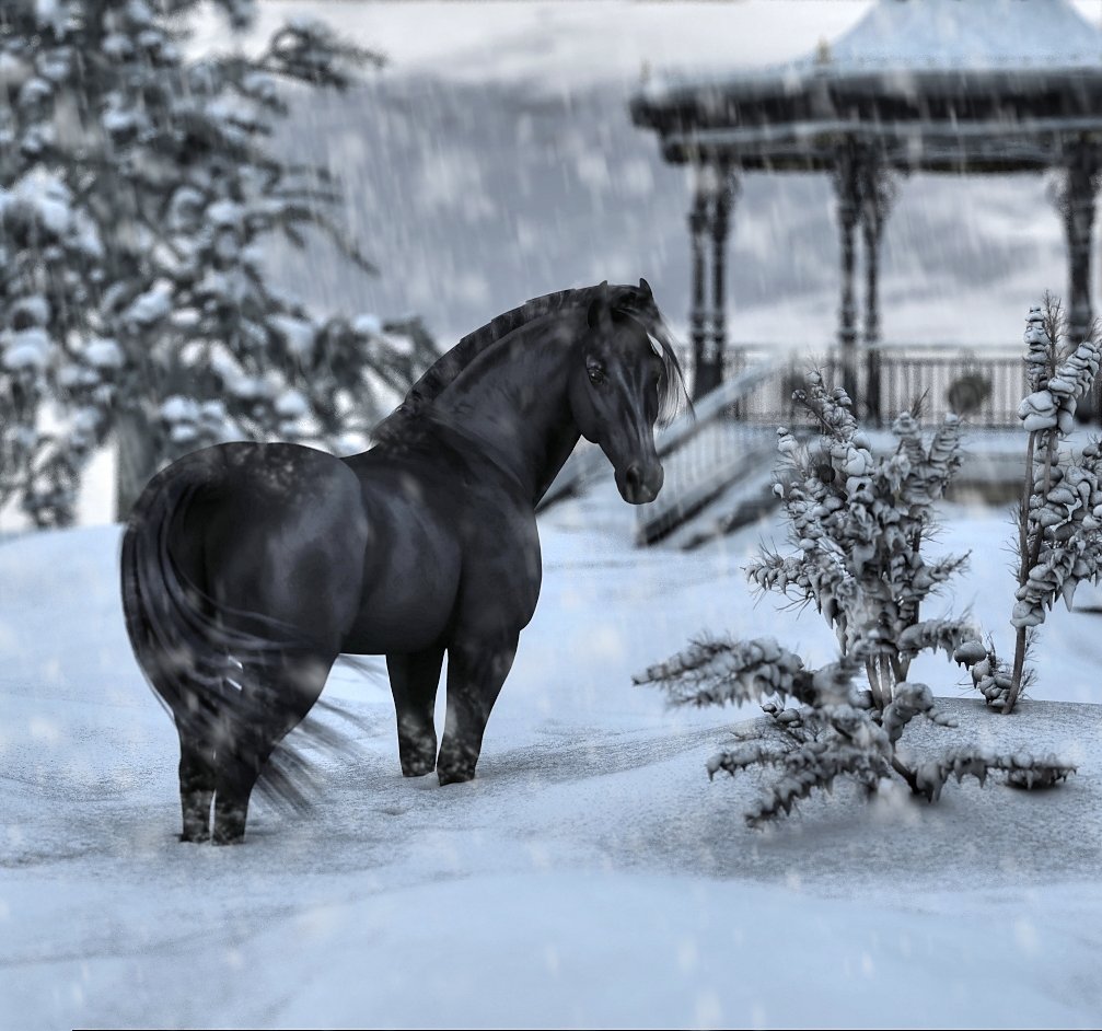 Friesian In The Snow By Azoohouse | HiveWire 3D Community